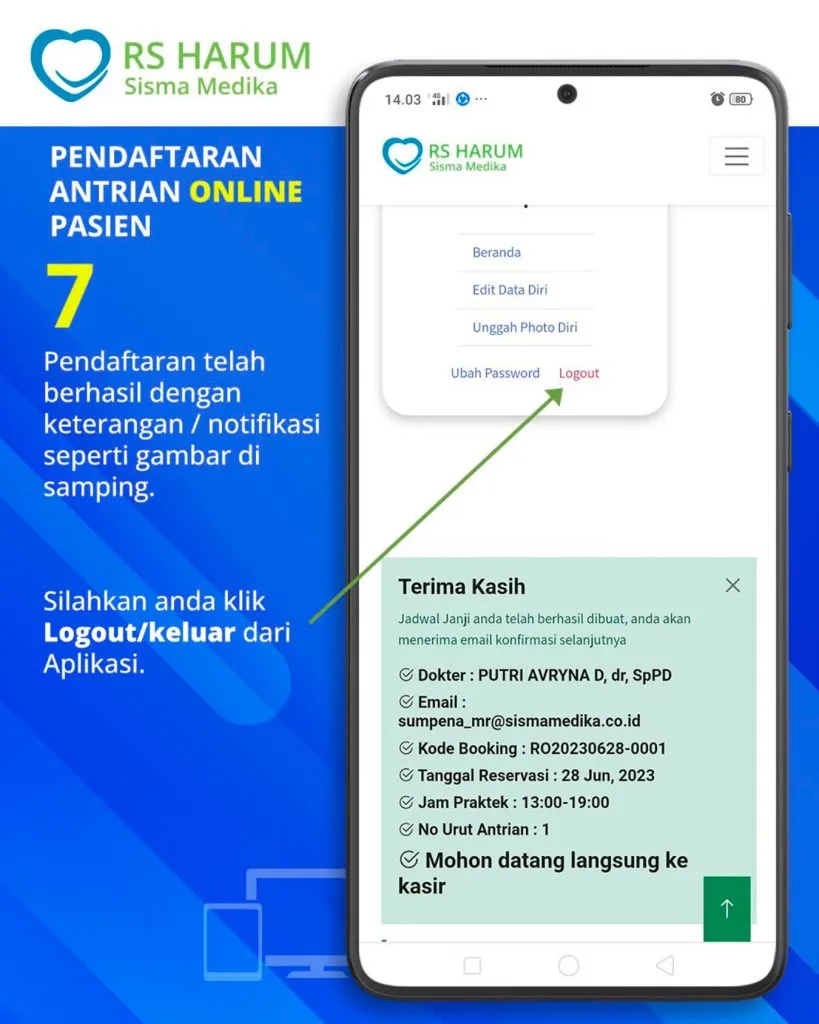 Pendaftaran Antrian Online Pasien - RS Harum Sisma Medika