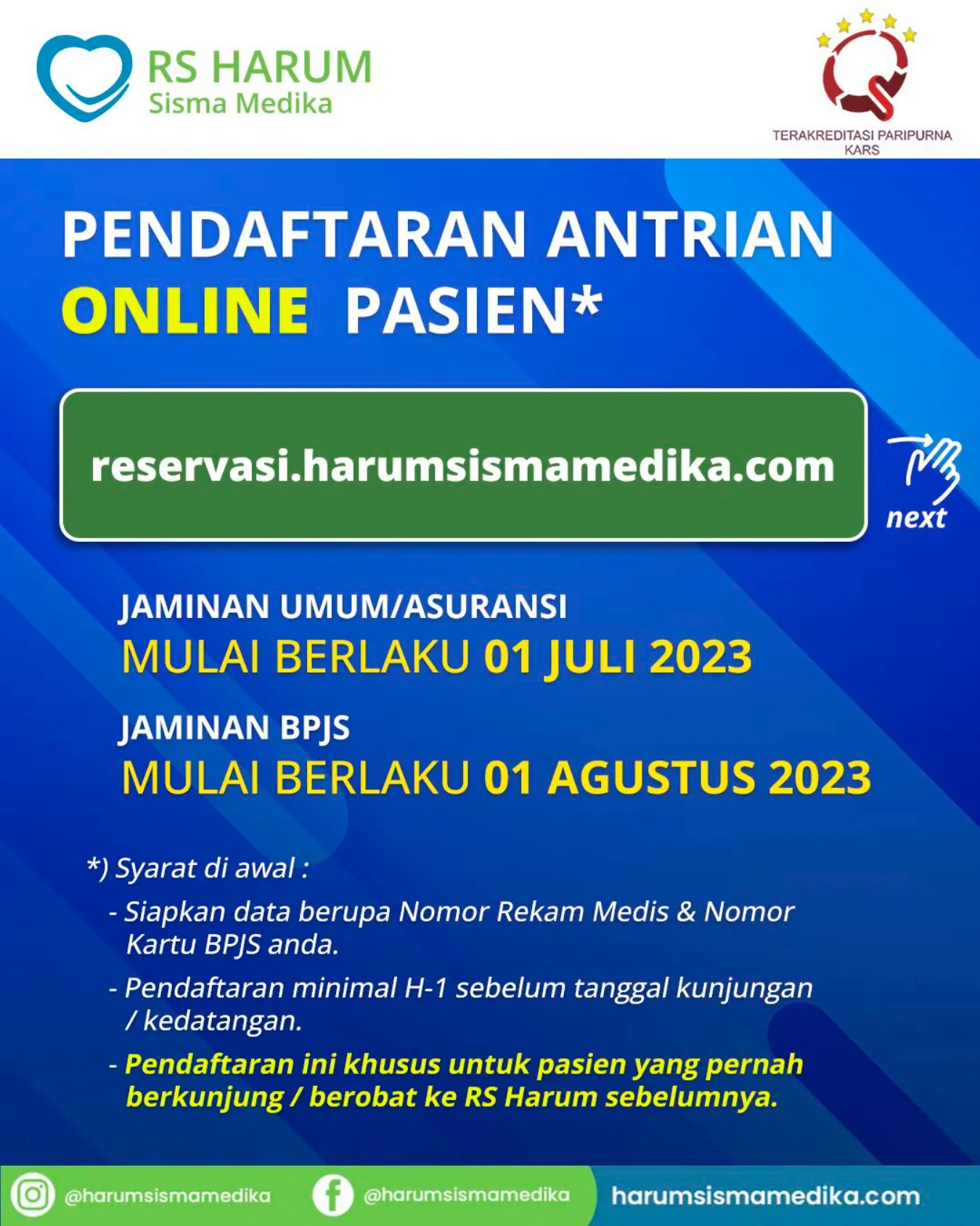 Pendaftaran Antrian Online Pasien - RS Harum Sisma Medika