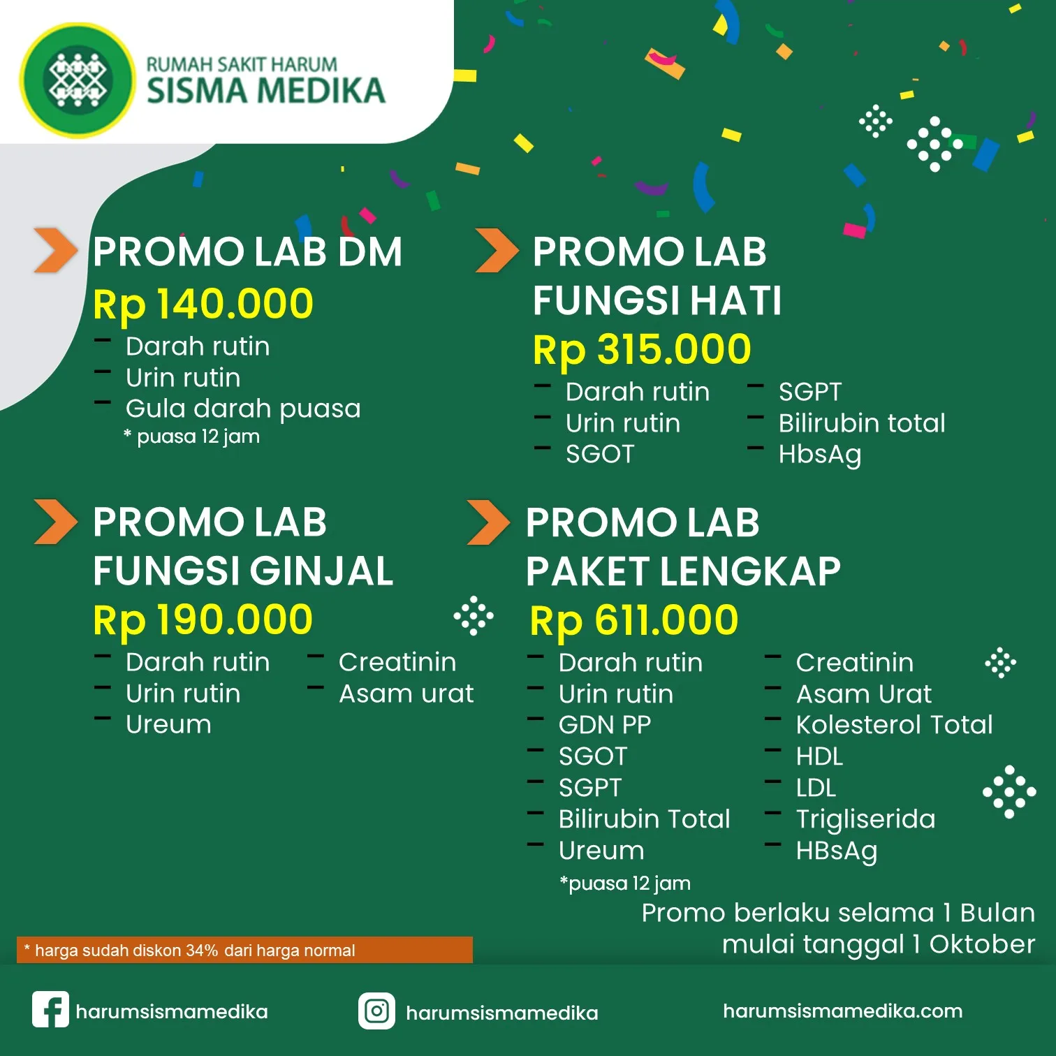 Promo Pemeriksaan Laboratorium - Rumah Sakit Harum Sismamedika